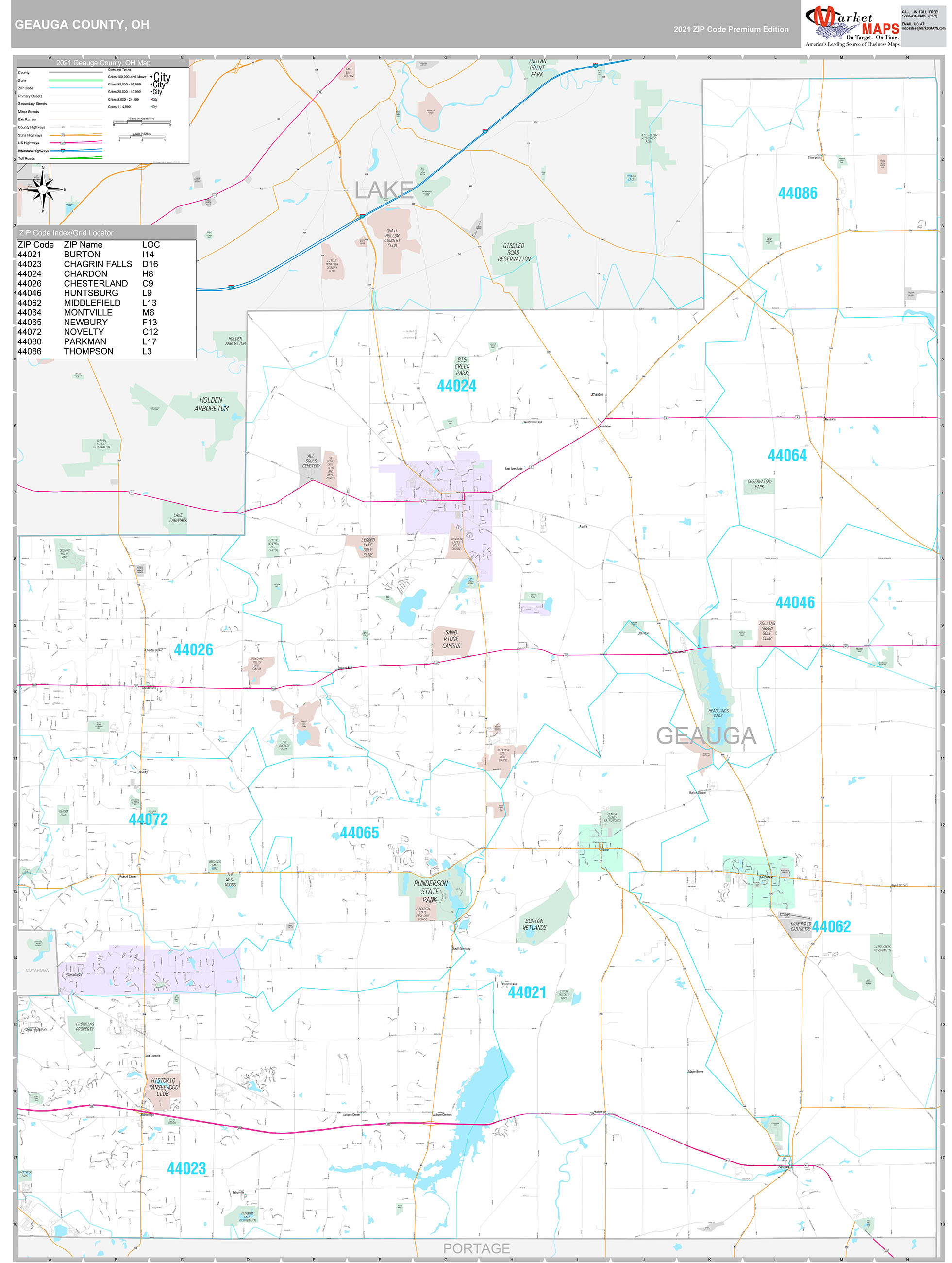 Geauga County Wall Map Premium Style