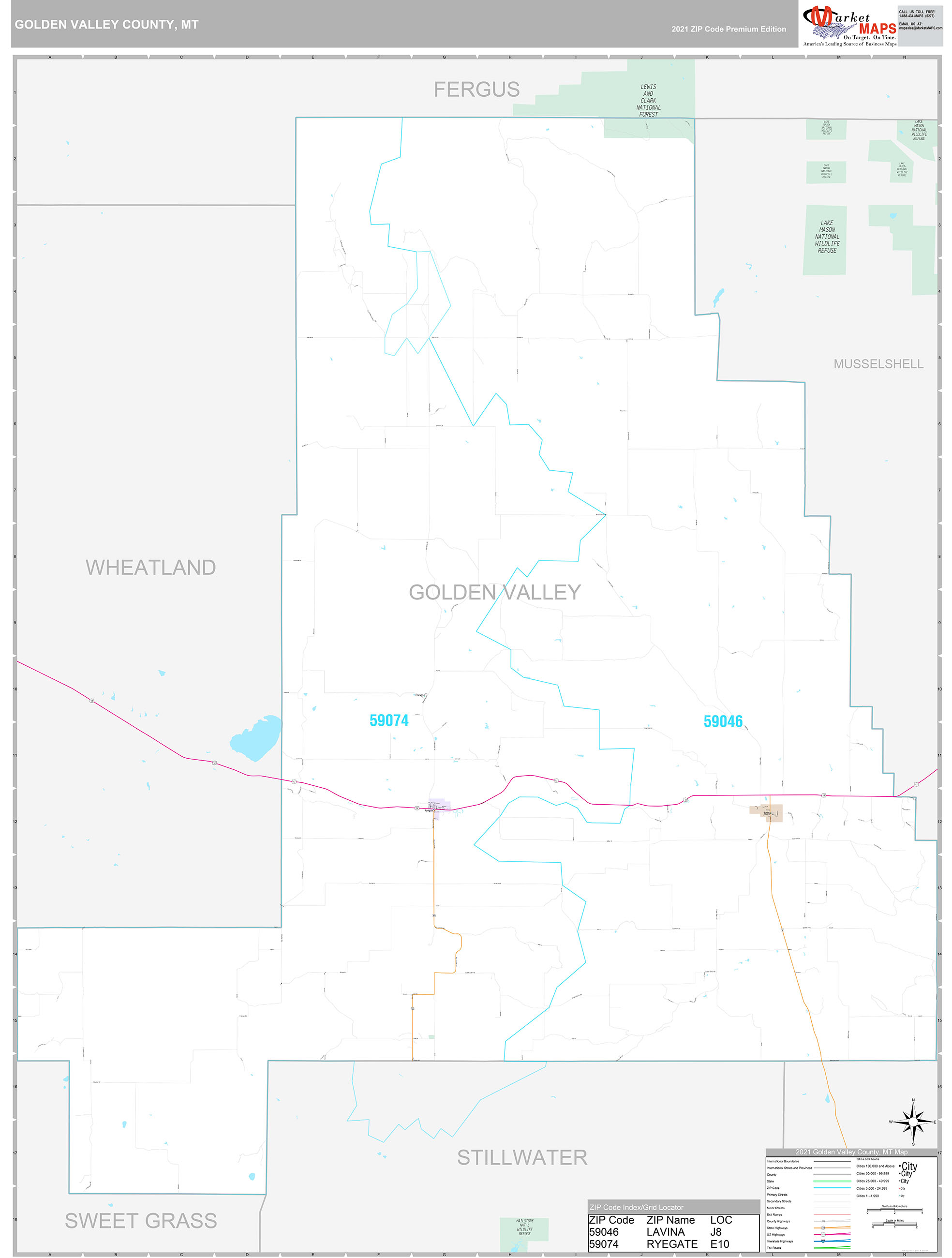 Golden Valley County Wall Map Premium Style - marketmaps.com