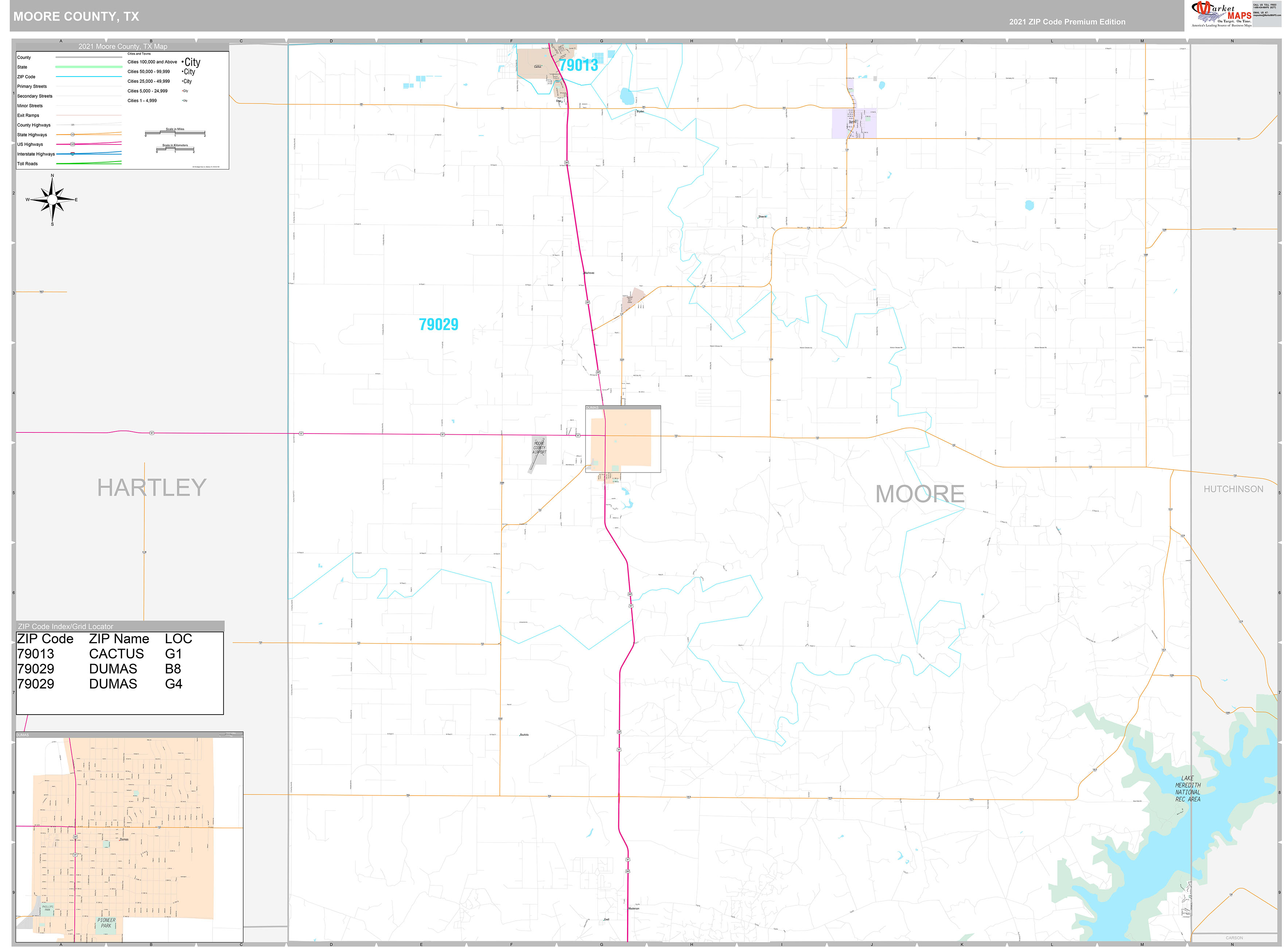 Moore County Wall Map Premium Style - marketmaps.com